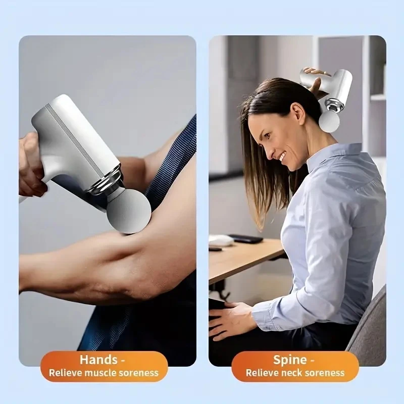 A Portable Electric Fascia Massage Gun, 4 Replaceable Massage Heads, 6 ...